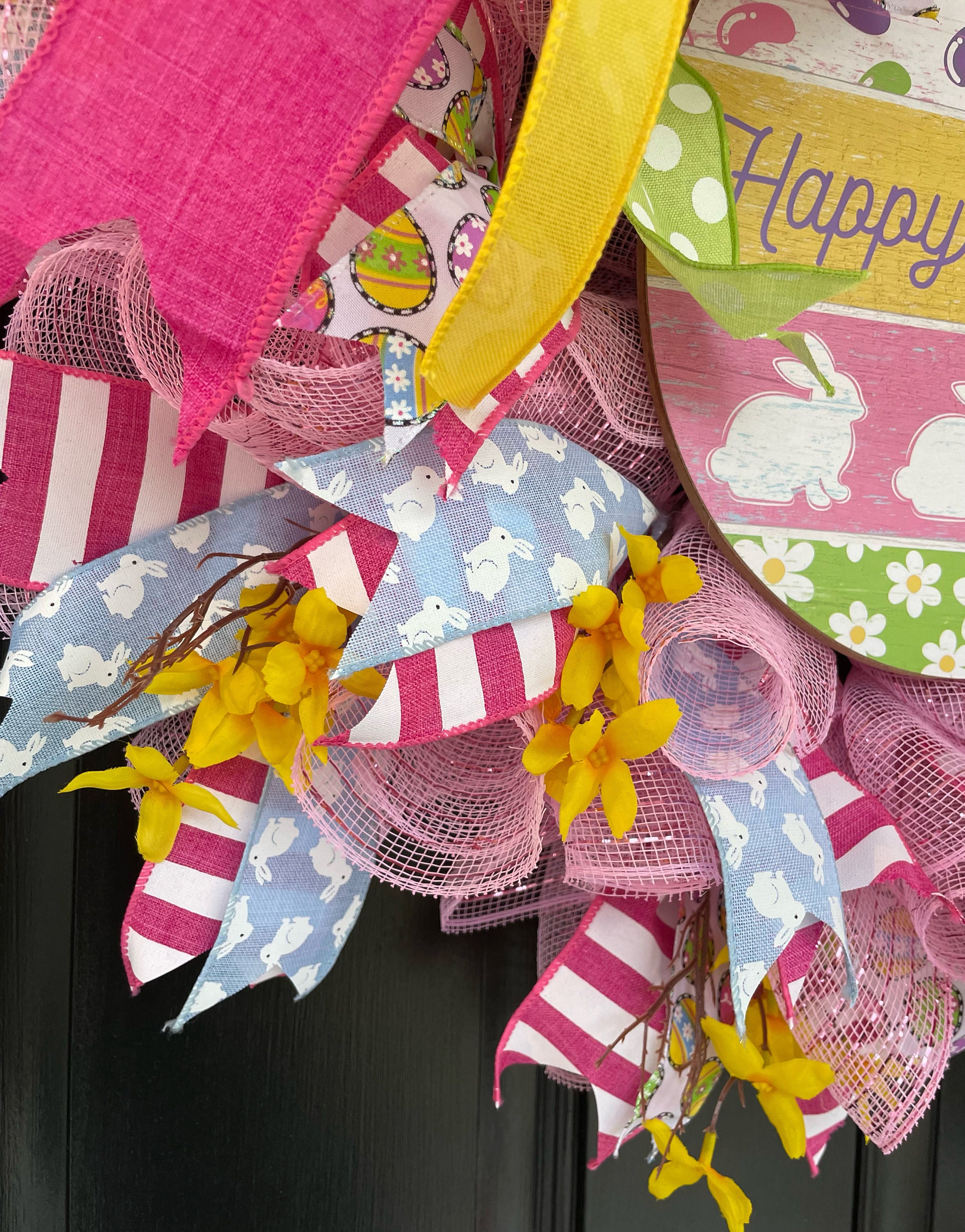 Happy Easter Front Door Wreath, Easter Door Wreath, Easter Egg Door ...