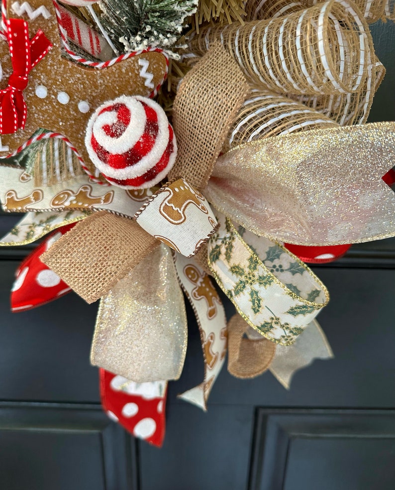 Gingerbread Bakery and Poinsettia Holiday Door Swag; Gingerbread ...