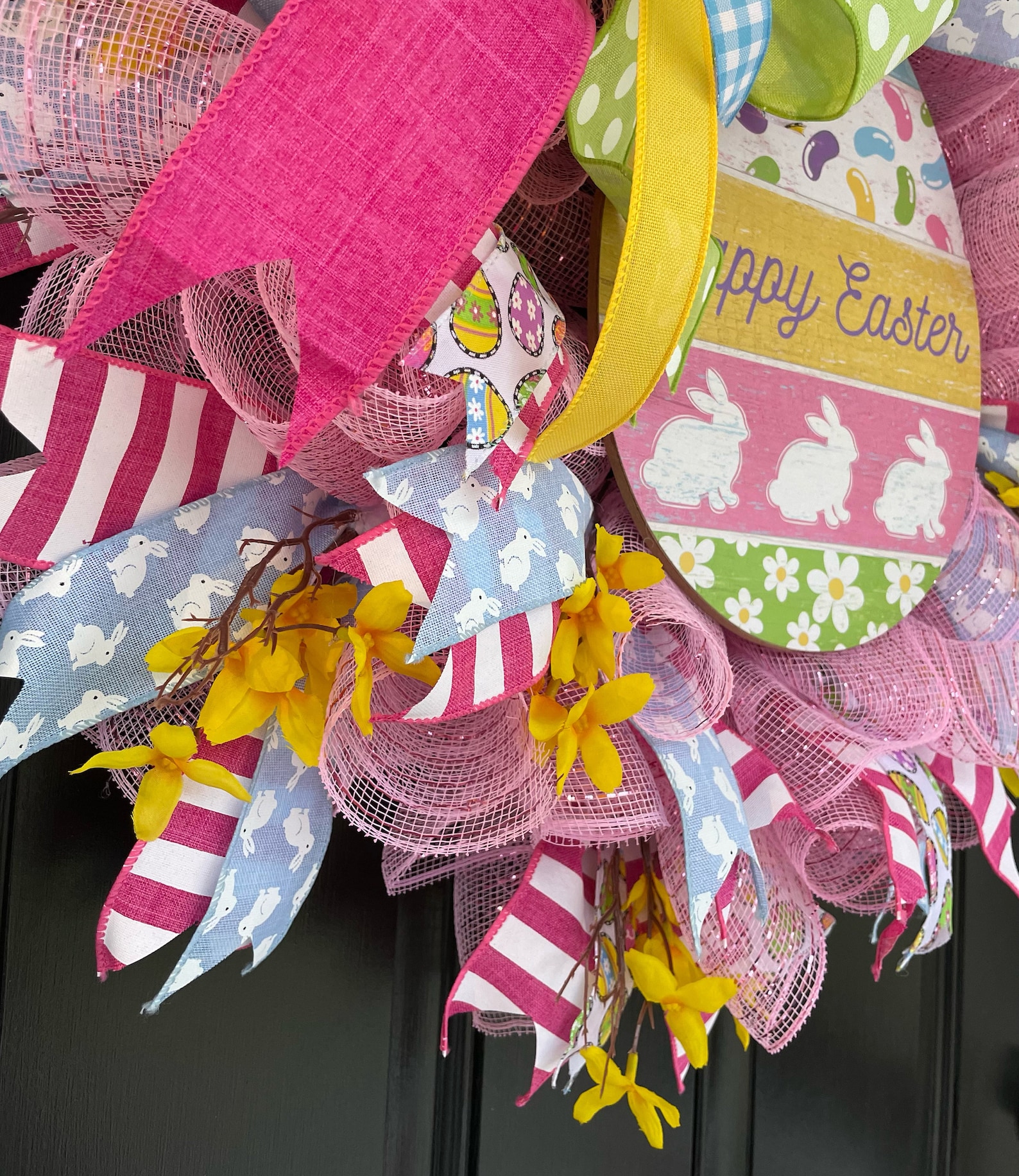 Happy Easter Front Door Wreath, Easter Door Wreath, Easter Egg Door ...