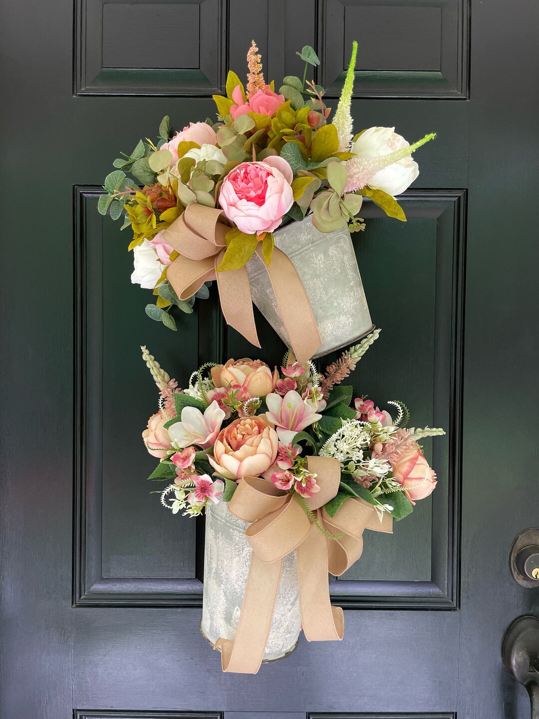 Peony Arrangements in Cascading Buckets Home or Door Decor, Beautiful ...