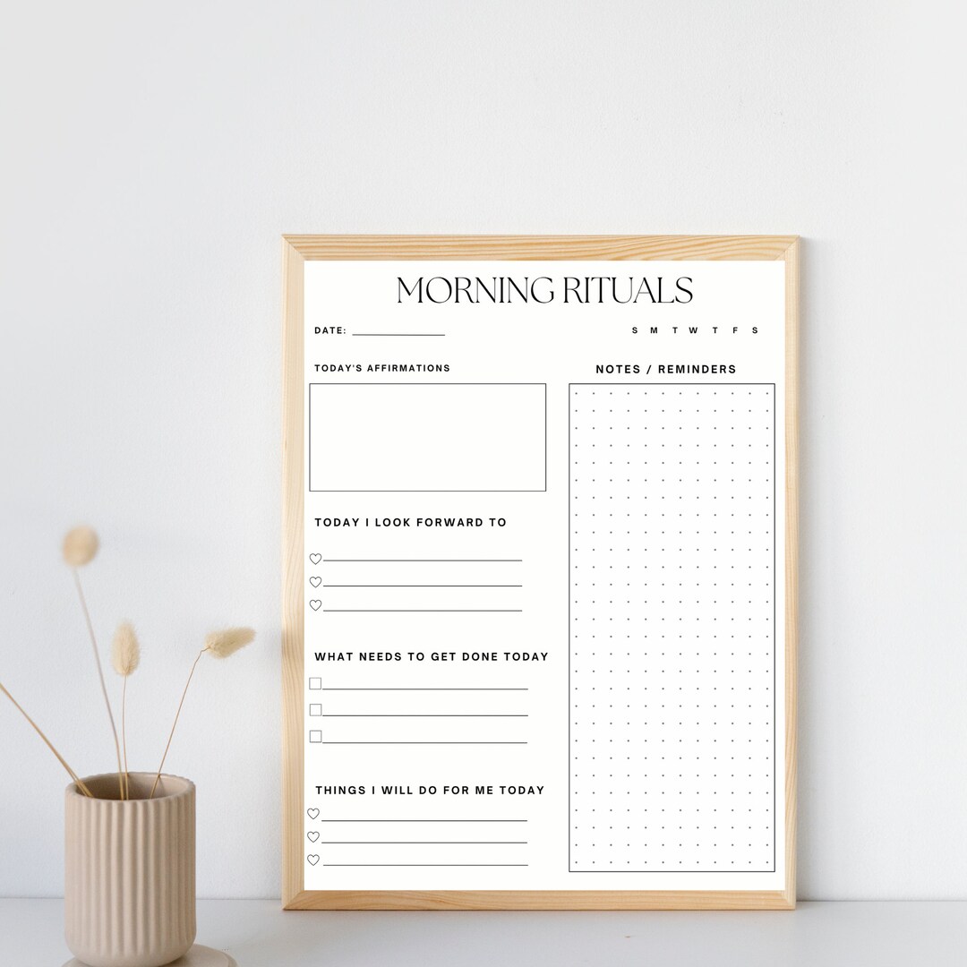 Morning Rituals Printable, Wellness Printable, Undated Morning Routine ...