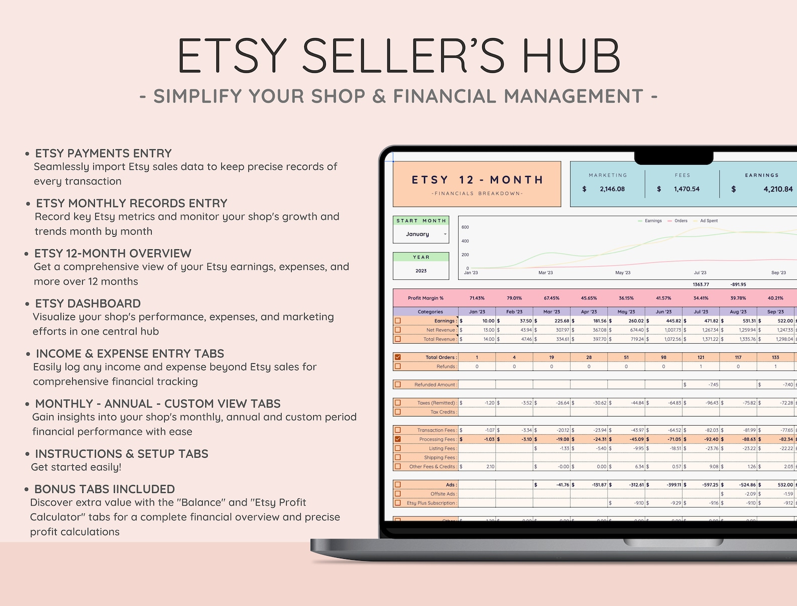 Etsy Bookkeeping Template for Etsy Sellers | Etsy Accounting ...