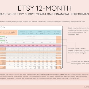 Etsy Bookkeeping Template for Etsy Sellers | Etsy Accounting Spreadsheet With Profit and Loss ...