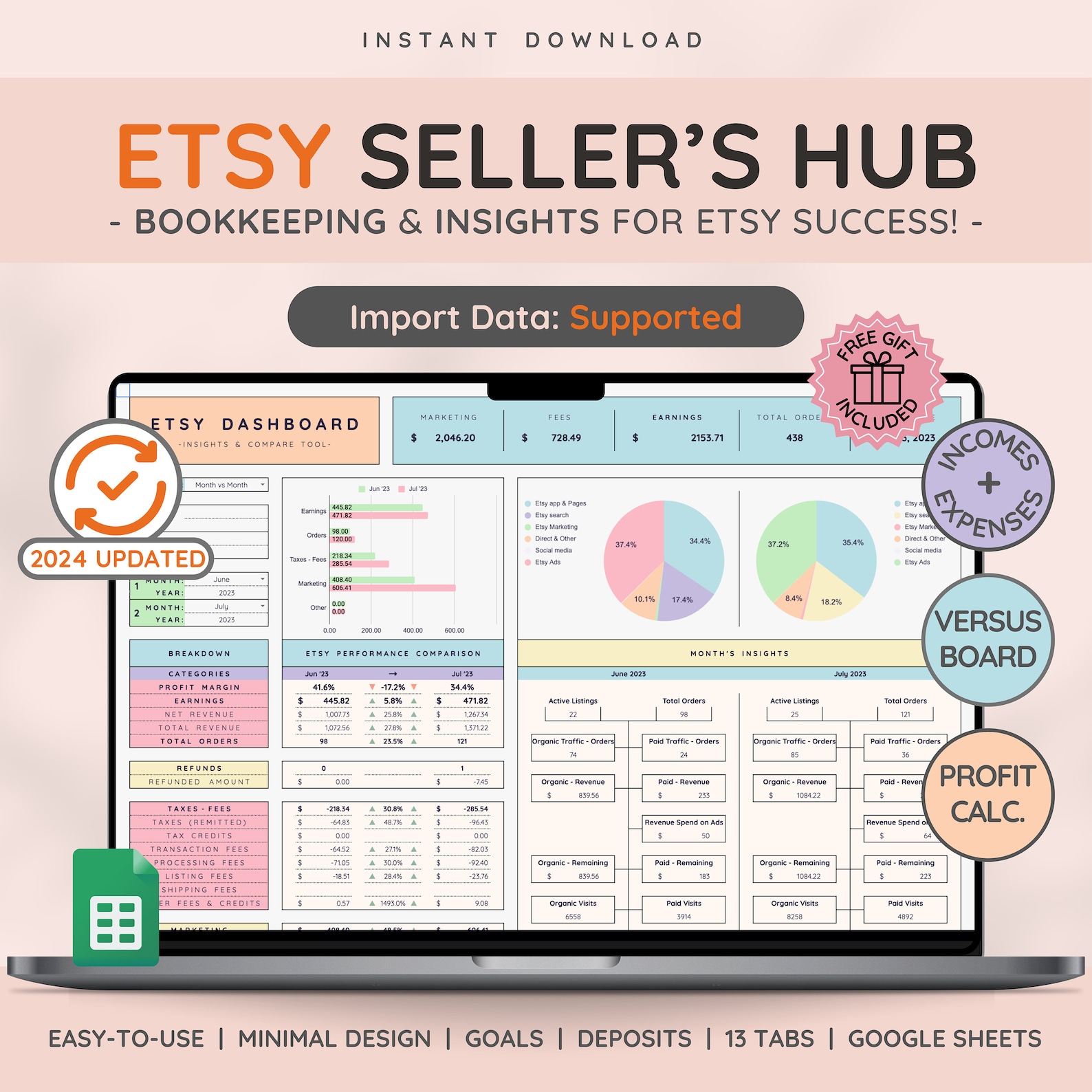 Etsy Bookkeeping Template for Etsy Sellers Etsy Accounting Spreadsheet ...