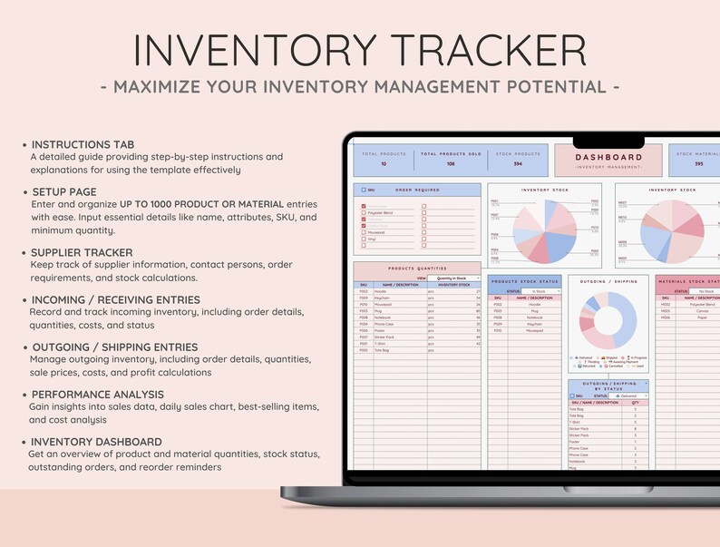 Product & Materials Inventory Template for Tracking and - Etsy