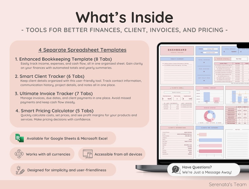 Service Business Template Bundle Google Sheets Excel Client Tracker CRM ...