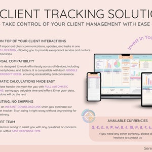 Client Tracker & Management for Small Businesses CRM Tracker W/ Task ...
