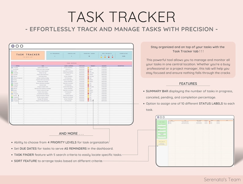 Client Tracker & Management for Small Businesses | CRM Tracker W/ Task ...