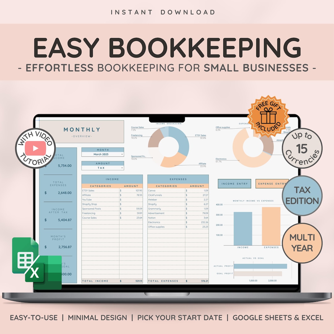 Excel Bookkeeping Template for Small Businesses | Easy Bookkeeping ...