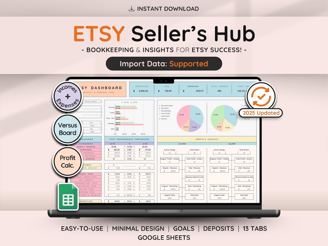 Etsy Bookkeeping Template for Etsy Sellers | Etsy Accounting ...