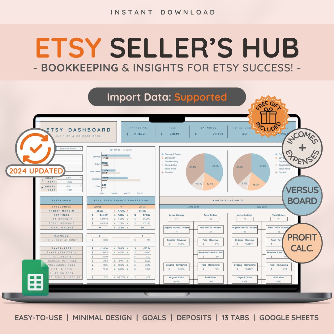 Etsy Bookkeeping Template for Etsy Sellers Etsy Accounting Spreadsheet ...