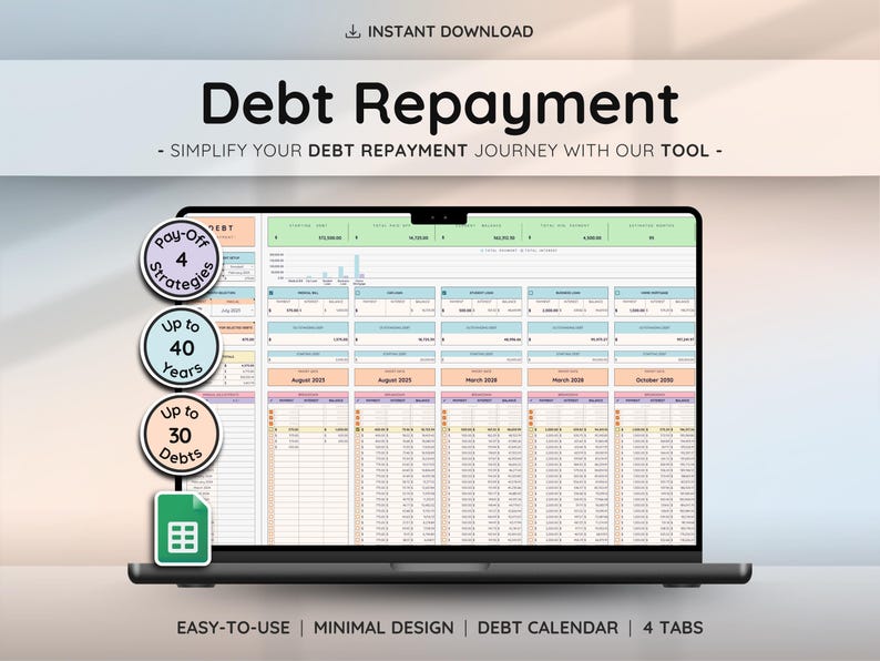 Debt Payoff Tracker Spreadsheet Google Sheets Snowball Avalanche ...