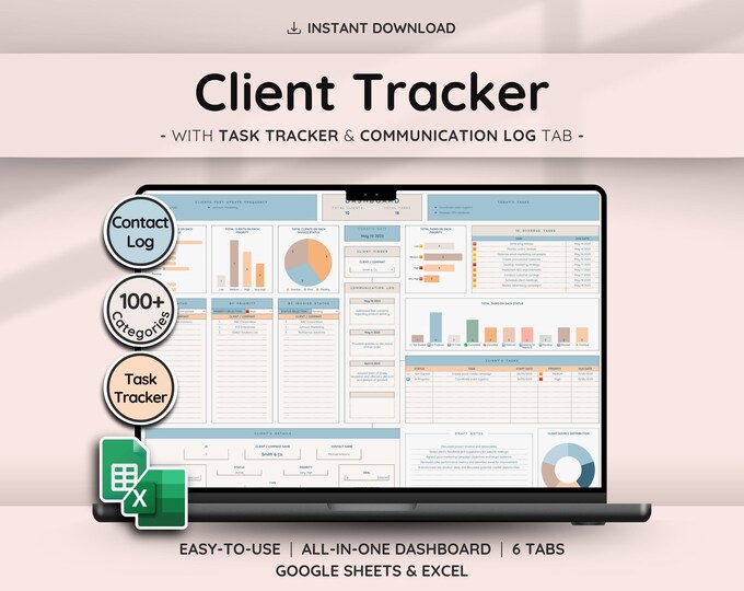 Client Tracker Google Sheets, Client Management Template, Editable ...