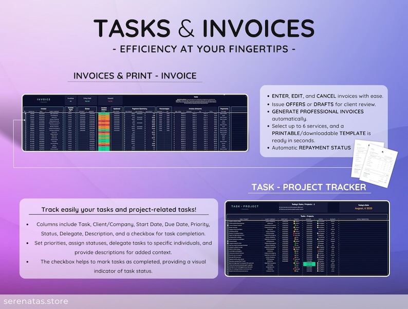 Small Business CRM Dashboard Bookkeeping Tracker W/ Task & Invoice ...
