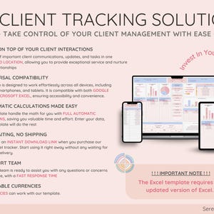 Client & Task Tracker Business Planner Spreadsheet | Communication Log ...