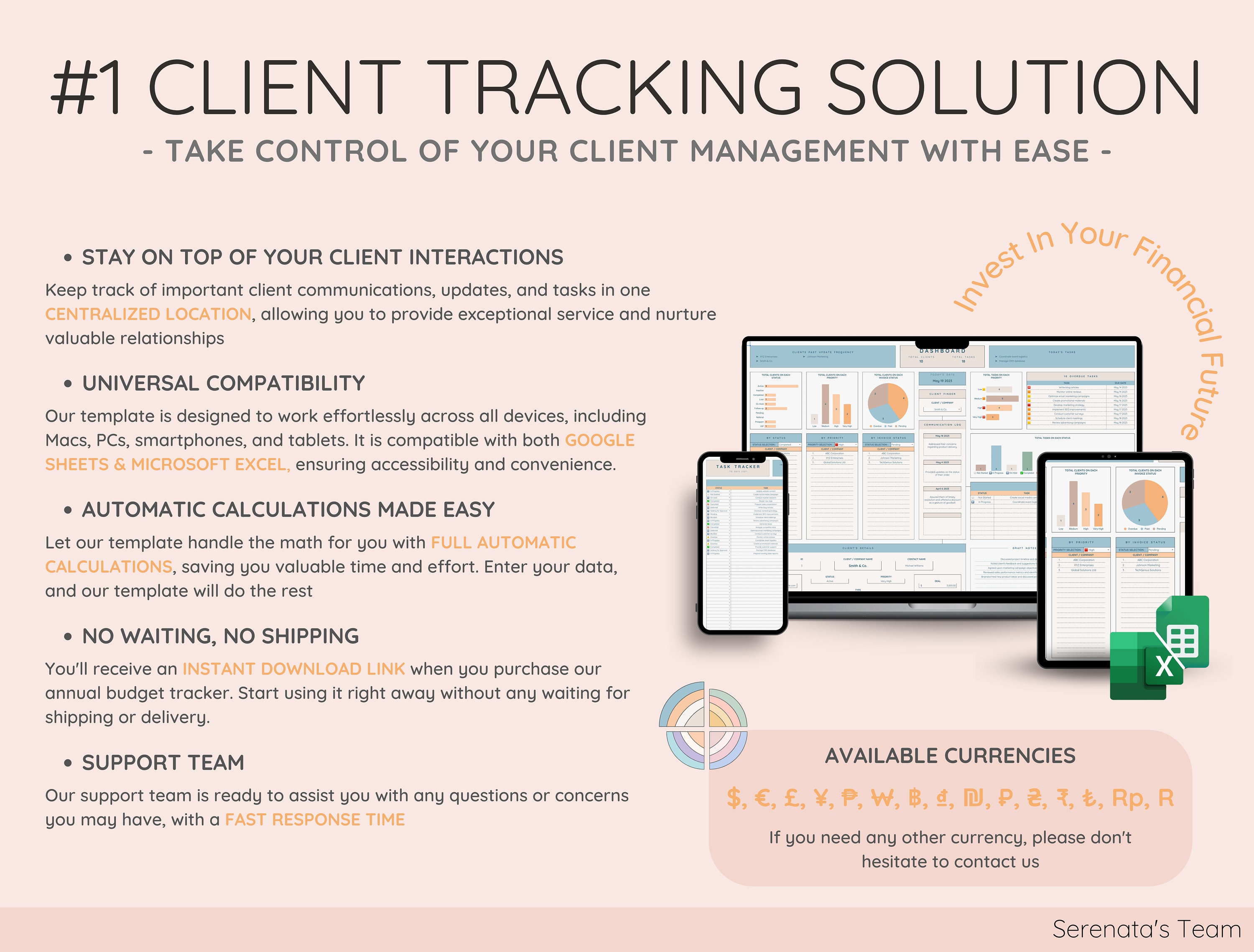Client & Task Tracker Small Business Spreadsheet Template for - Etsy