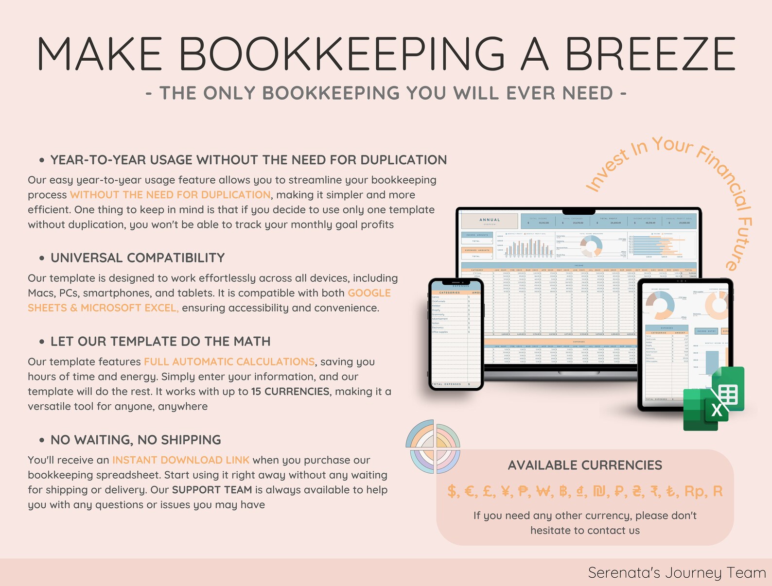 Bookkeeping Template for Business Accounting Sales Tracker Tax Planner ...