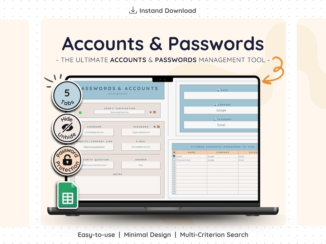 Password Manager for Google Sheets – Secure Password Tracker ...