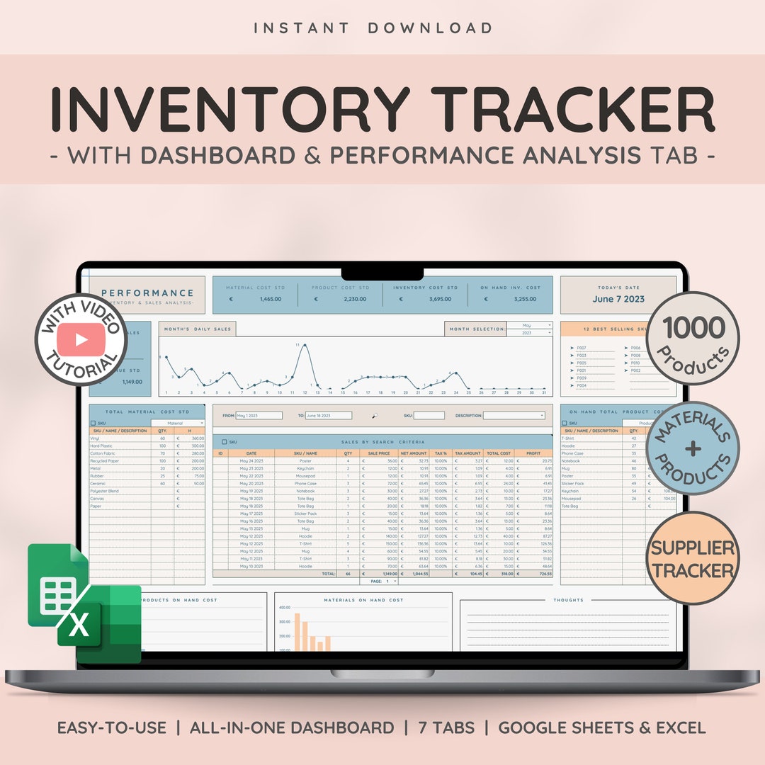 Small Business Inventory Management & Tracker Materials Products Inventory ETSY Seller Business ...