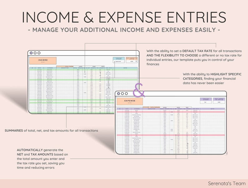 Etsy Bookkeeping Template for Etsy Sellers | Etsy Accounting Spreadsheet With Profit and Loss ...