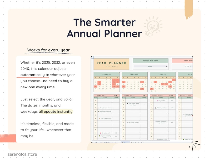 Annual Planner Google Sheets & Excel – Yearly Task Tracker Calendar Spreadsheet (green) - Etsy