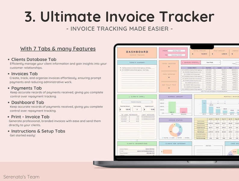 Client Business Starter Kit Google Sheets Excel Bookkeeping Invoice CRM ...