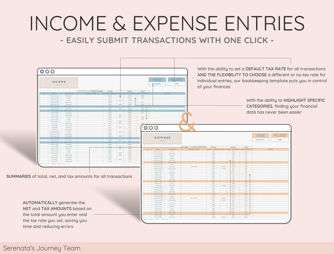 Excel Bookkeeping Template for Small Businesses | Easy Bookkeeping ...