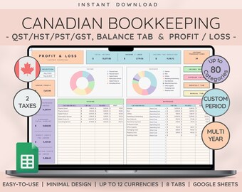 Profit and Loss Easy Bookkeeping Template & Business - Etsy