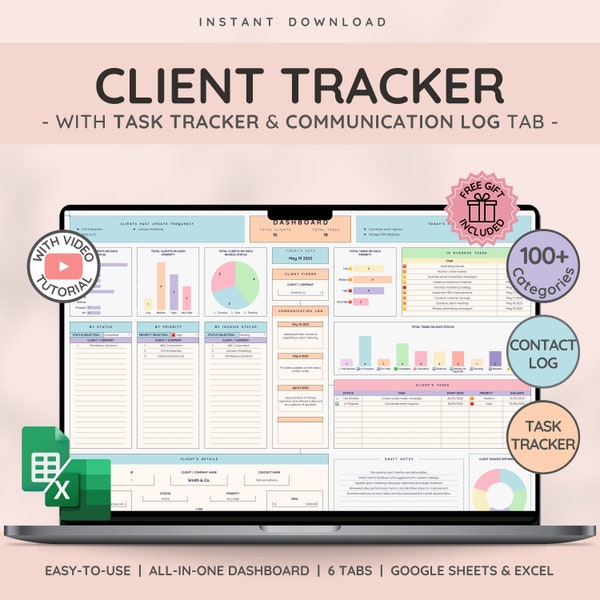 Client Tracker Google Sheets Spreadsheet, Small Business Spreadsheet, Client Management With ...