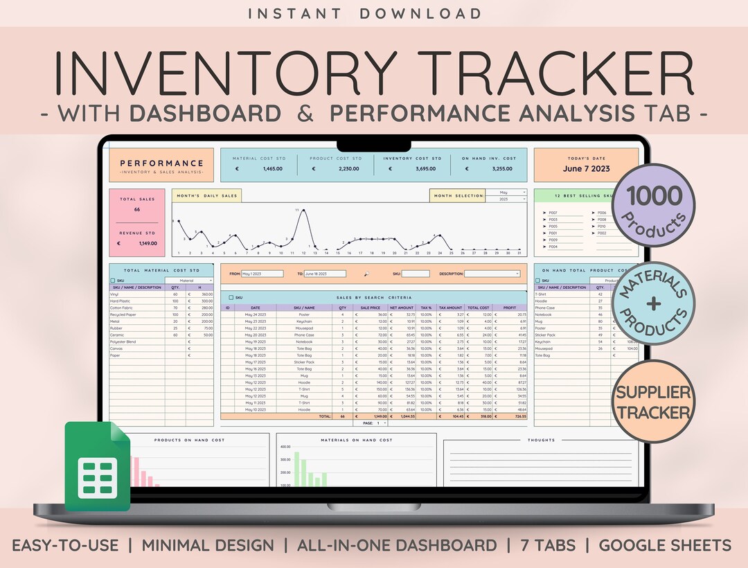 Inventory Management & Tracker for Materials and Products - Etsy