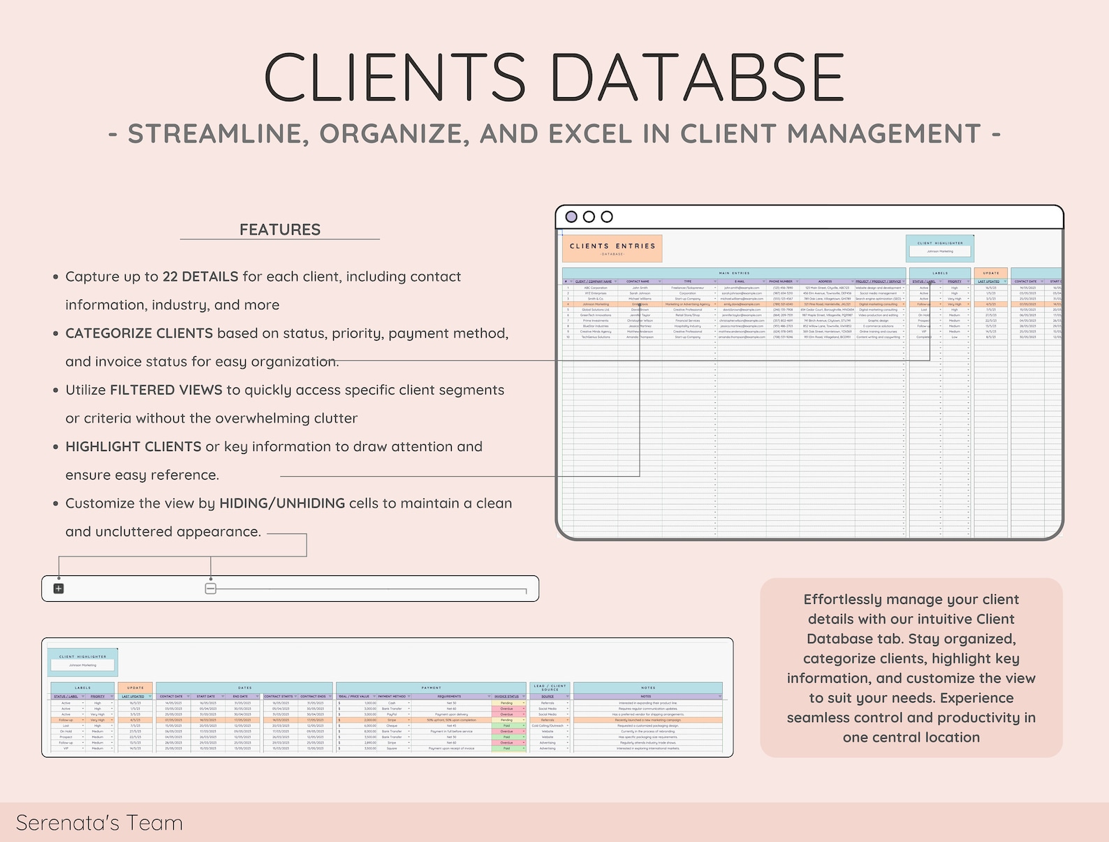 Client Tracker & Management for Small Businesses | CRM Tracker W/ Task ...