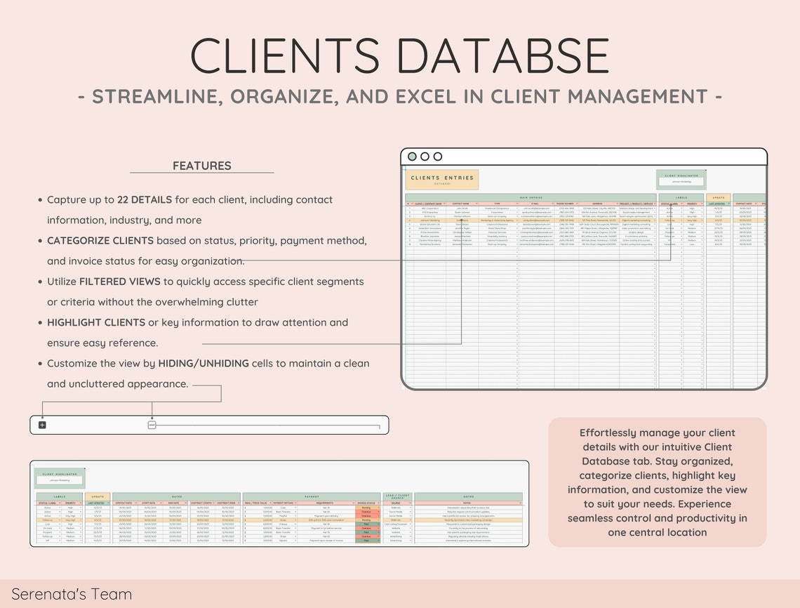 Client Tracker & Management Spreadsheet for Small Businesses W/ Task ...