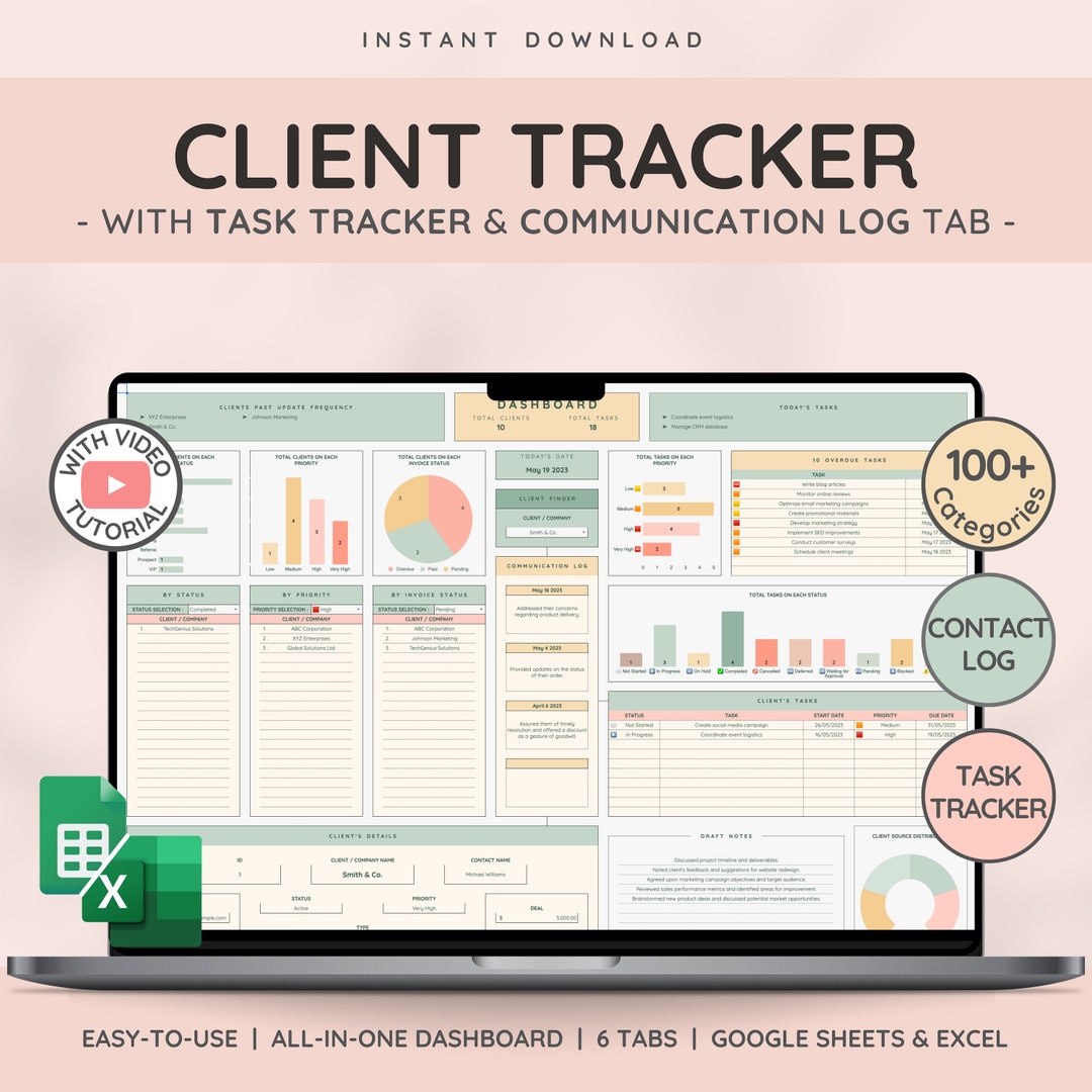 Client Tracker & Management Spreadsheet for Small Businesses - Etsy