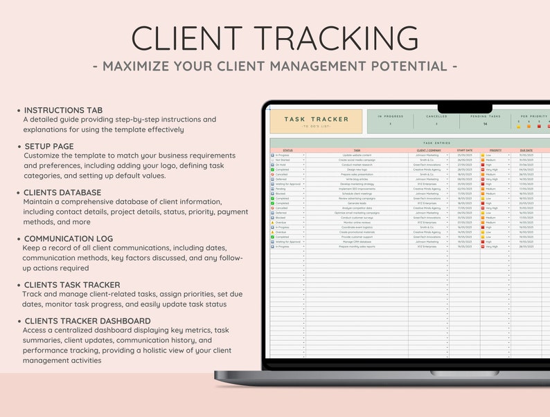 Client Tracker & Management Spreadsheet for Small Businesses - Etsy Canada
