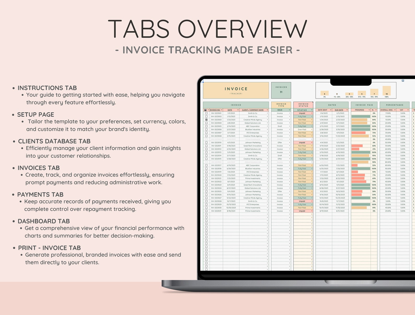 Invoice Generator Tracker Google Sheets Excel Payment Manager Client ...