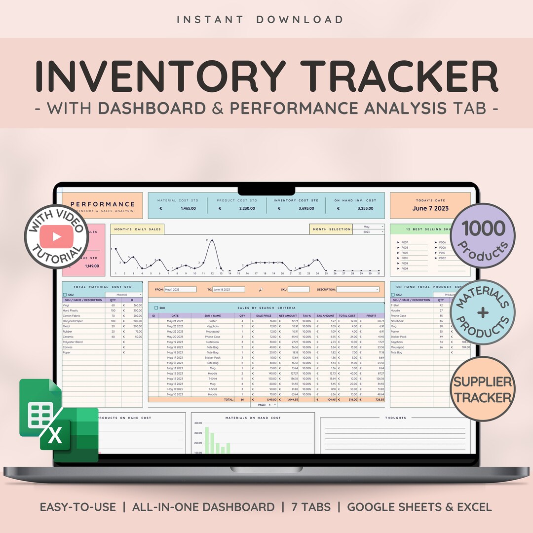 Inventory Management & Tracker for Materials and Products - Etsy