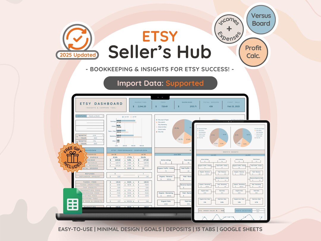 Etsy Bookkeeping Template for Etsy Sellers | Etsy Accounting ...