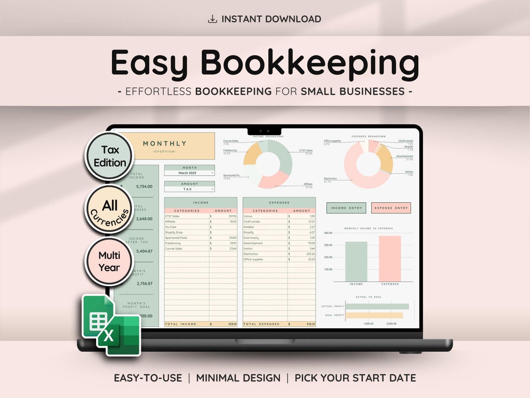 Small Business Bookkeeping Template: Easy Income and Expense Tracking ...