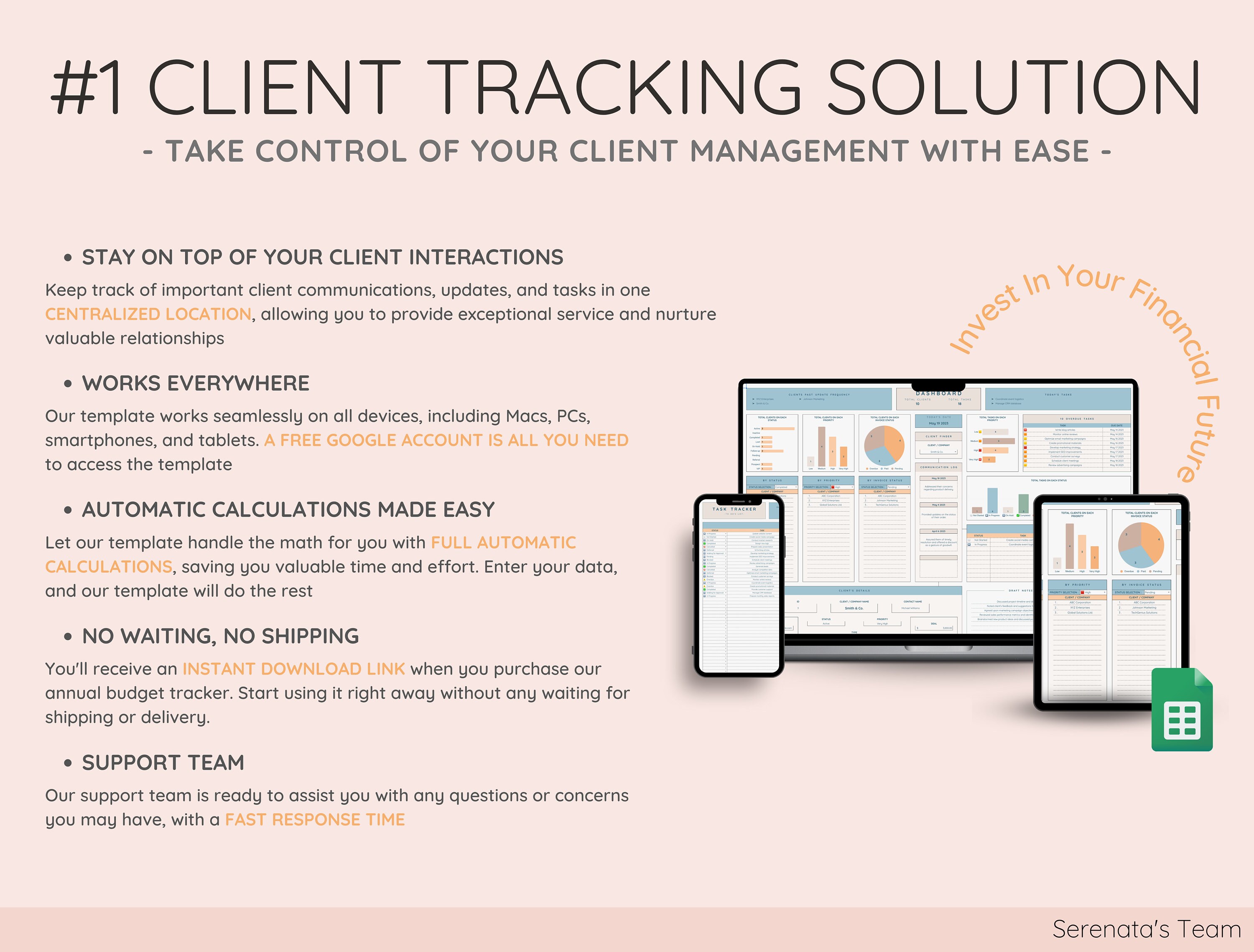 Client & Task Tracker Small Business Spreadsheet Template for - Etsy
