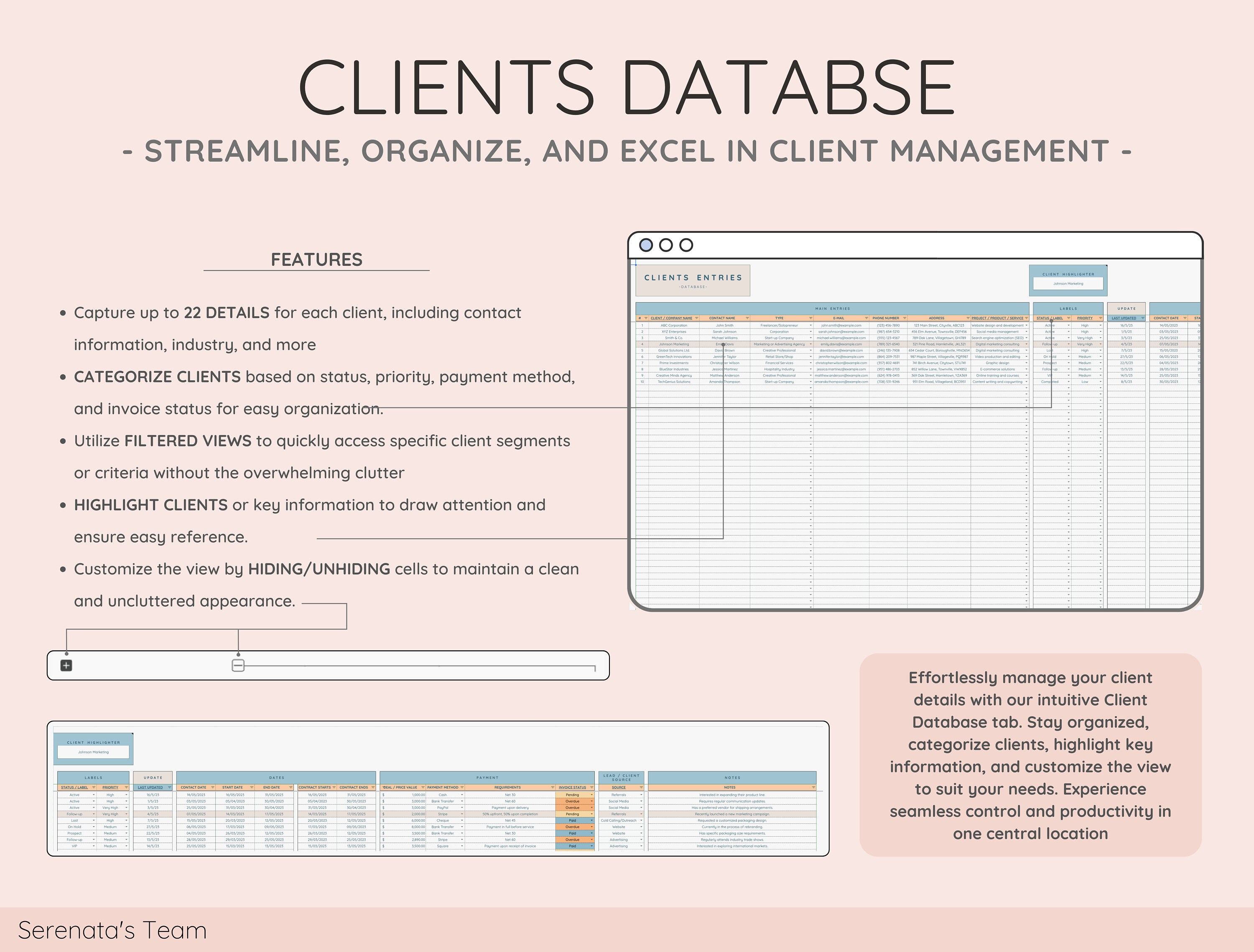 Client & Task Tracker Small Business Spreadsheet Template for - Etsy