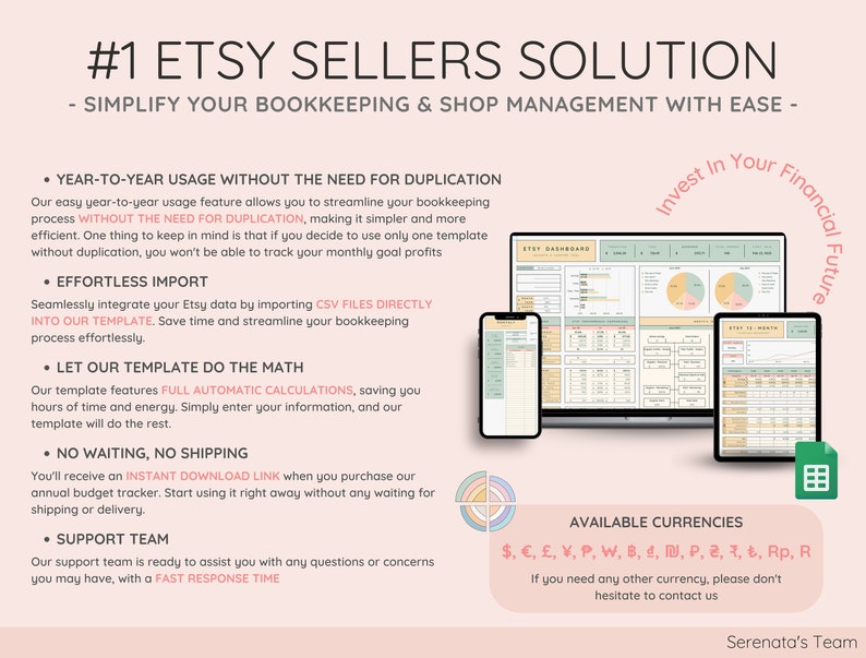 Etsy Bookkeeping Template for Etsy Sellers Etsy Accounting Spreadsheet With Profit and Loss ...