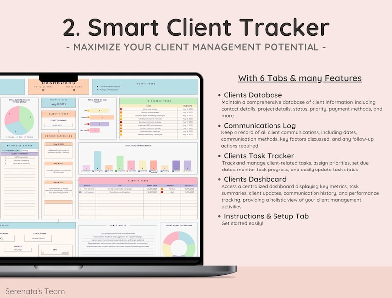 Client Business Starter Kit Google Sheets Excel Bookkeeping Invoice CRM ...