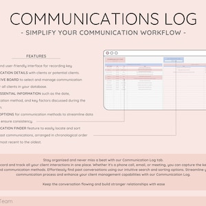 Client & Task Tracker Business Planner Spreadsheet | Communication Log ...