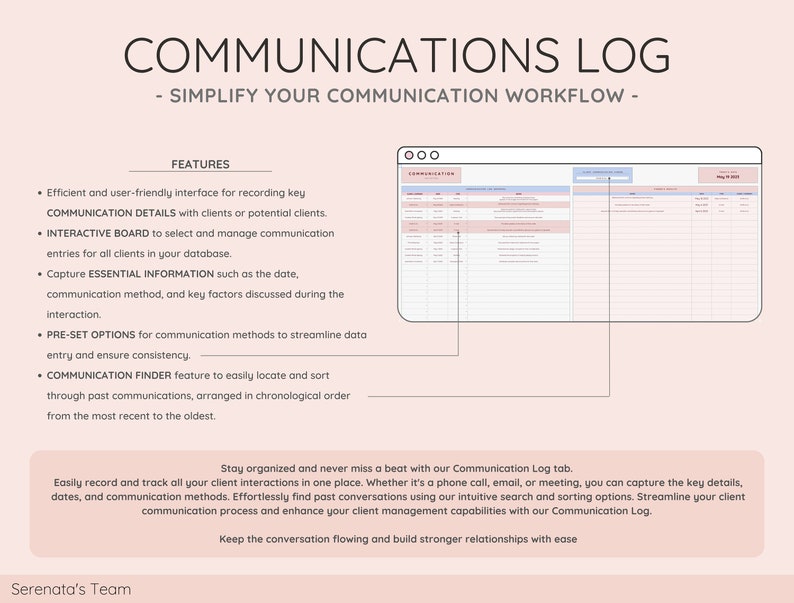 Client & Task Tracker Business Planner Spreadsheet | Communication Log ...
