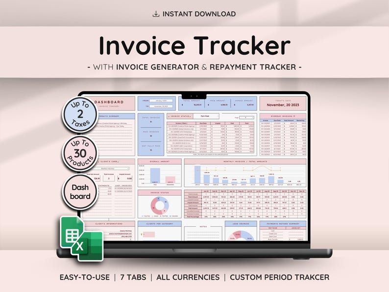 Small Business Invoice Template Google Sheets Excel Payment Tracker ...