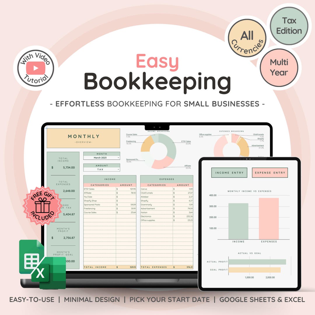 Small Business Bookkeeping Template: Easy Income and Expense Tracking ...