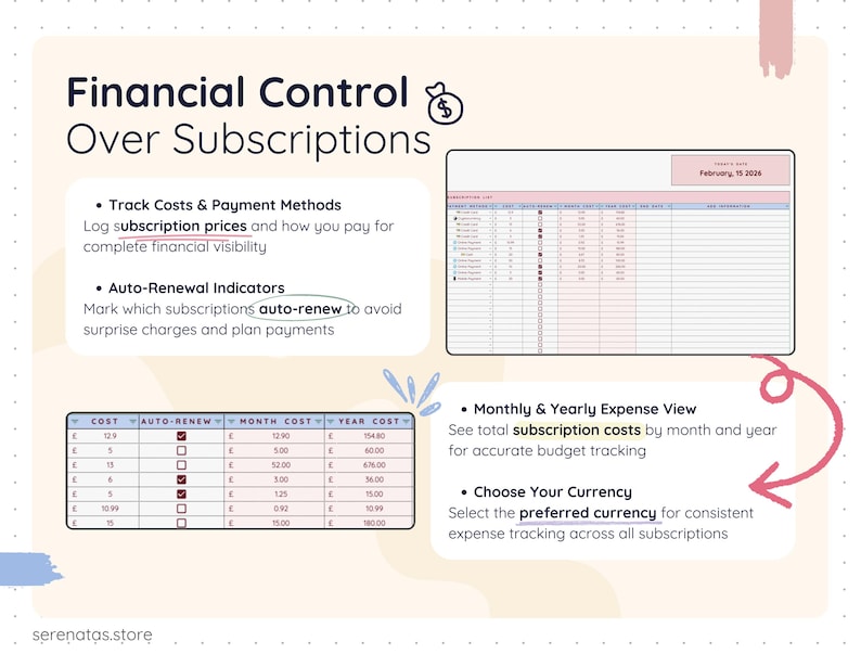 Bill Payment Tracker Google Sheets Subscription Planner Monthly Expense ...