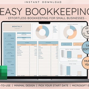 Excel Bookkeeping Template for Small Businesses Easy Bookkeeping Daily ...