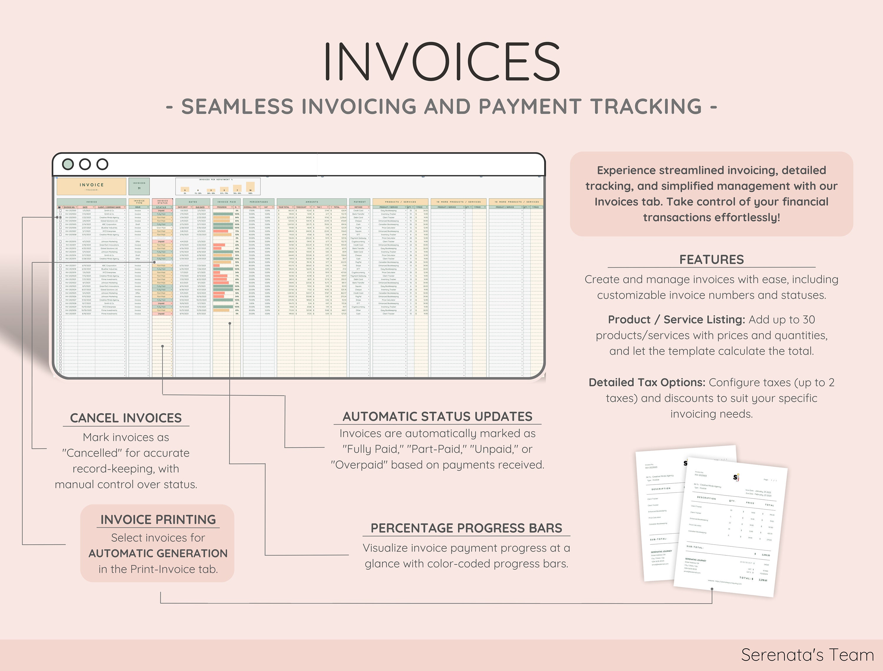 Invoice Generator Tracker Google Sheets Excel Payment Manager Client ...