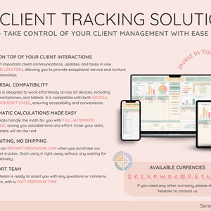 Client Tracker & Management Spreadsheet for Small Businesses W/ Task ...